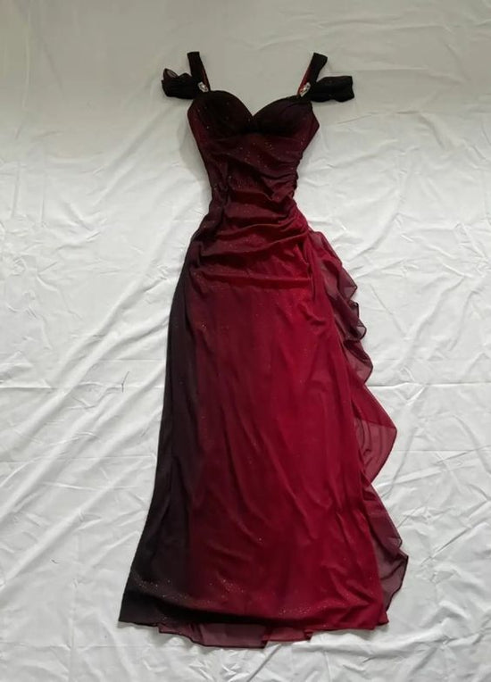 Beautiful A line Straps Ombre Red Long Chiffon Prom Dress P1284 ...