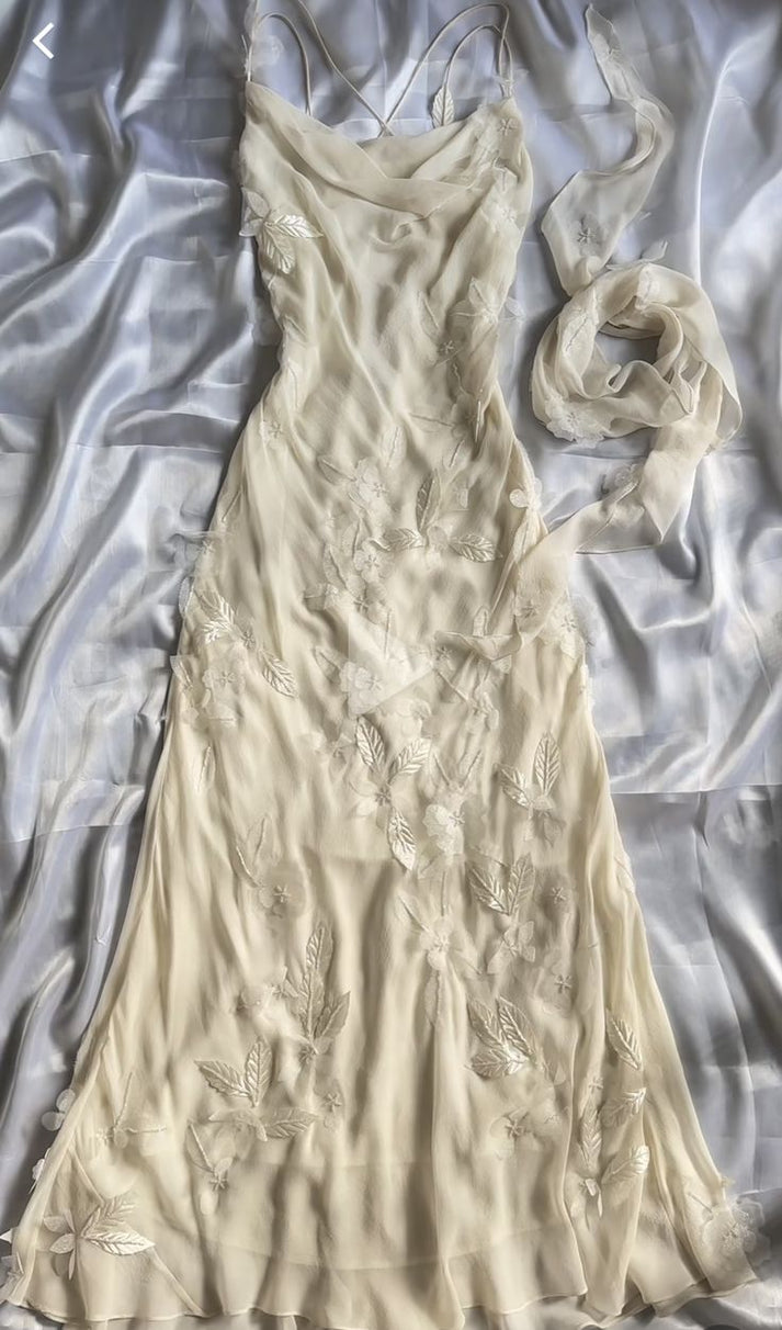 Sexy Sheath Straps Chiffon champagne Long Prom Dresses P1765 – PreppyDress