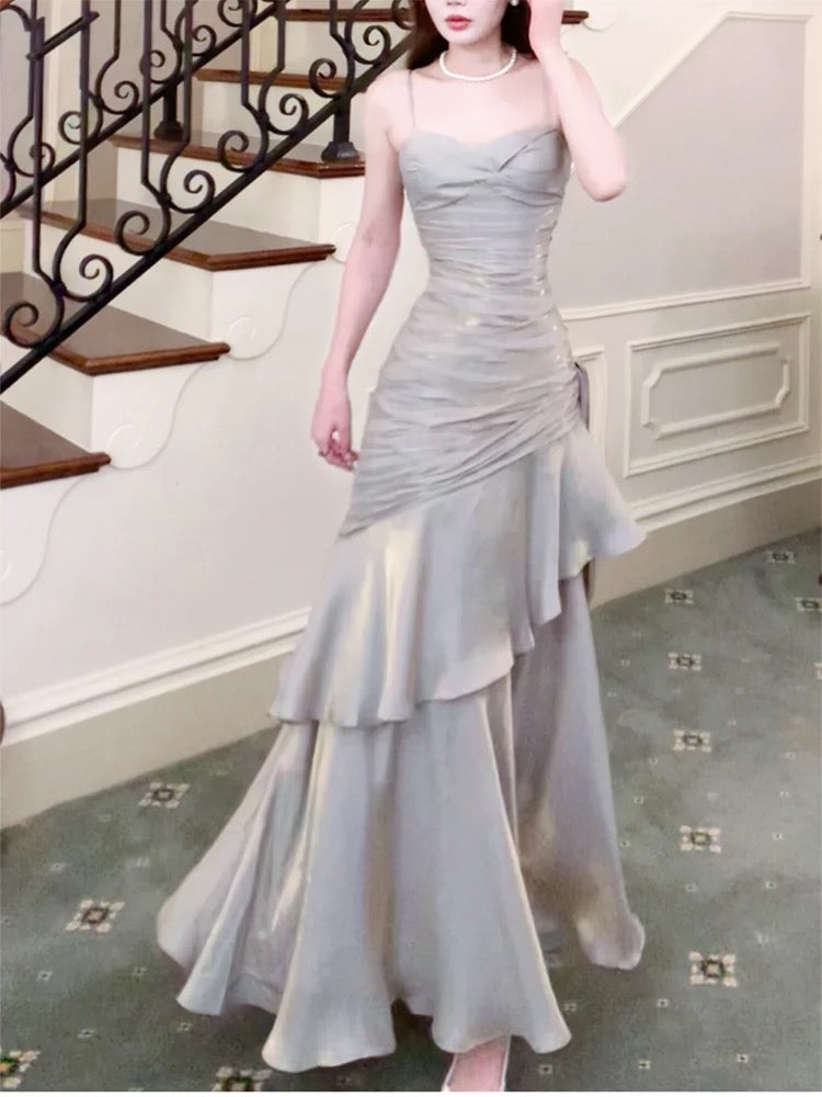 Modest Mermaid Spaghetti Straps Long Prom Dresses Birthday Party Dress ...